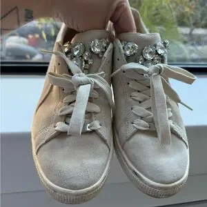 Puma | Shoes | Puma Whisper White Basket Jewels Sneakers | Poshmark